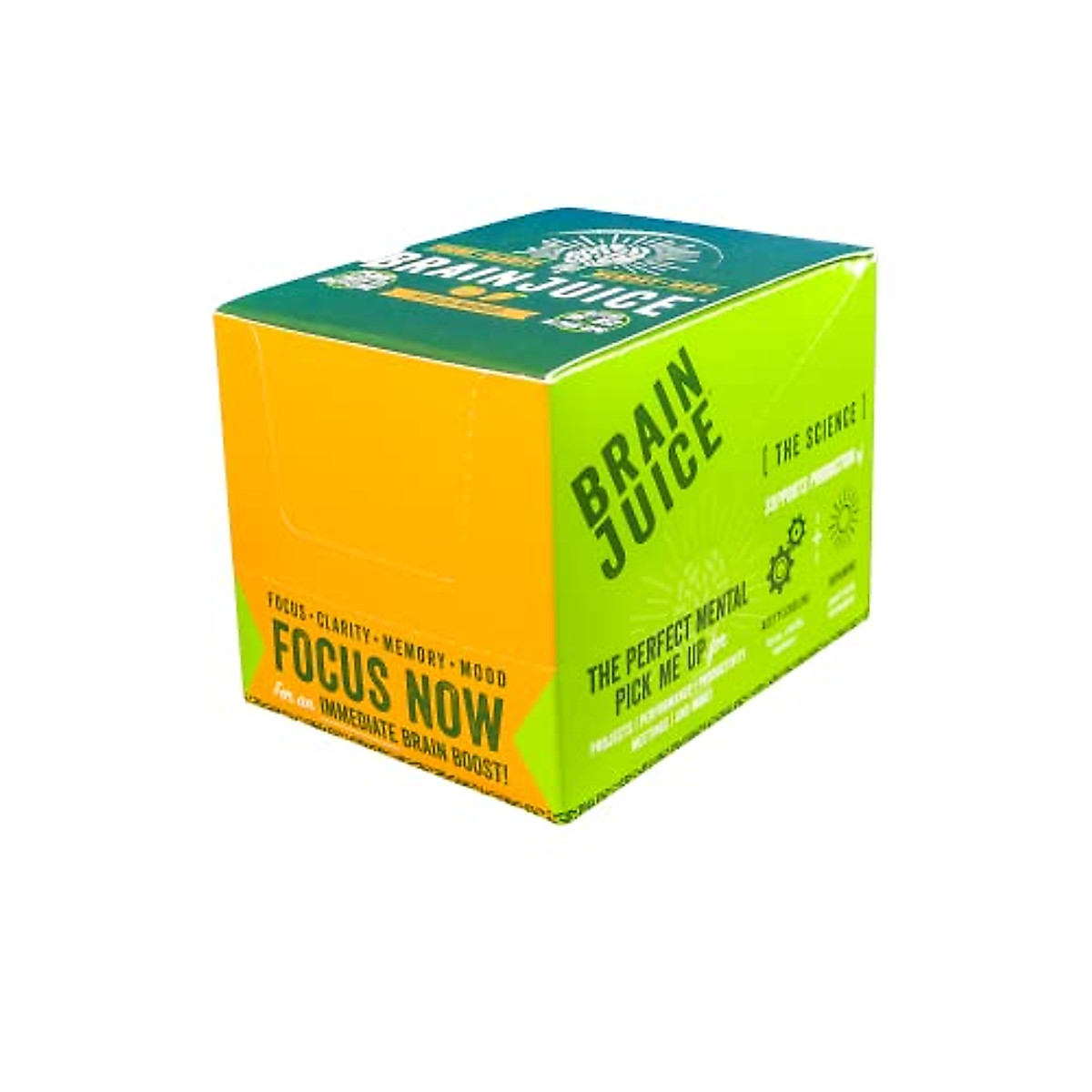 BrainJuice Brain Booster Shot, Original Peach Mango | Brain Support Supplement with Alpha GPC, B5, B6, B12 | Improved Energy, Memory, Focus, Clarity, & Mood | Gluten-Free, Non-GMO | 2.5 fl oz, 12 Pack