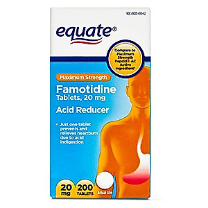 Equate Maximum Strength Acid Reducer Famotidine Tablets, 20 Milligram (200 Count)