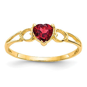 IceCarats 10K Yellow Gold Red Garnet Heart Love Ring Gemstone Band January Birthstone Jewelry Size 7