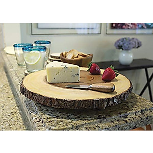 Lipper International Acacia Tree Bark Footed Server for Cheese, Crackers, and Hors D'oeuvres, Large
