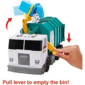 Matchbox 15-inch Recycling Truck, Lights & Sounds, Toy Cards for Kids Made from 80% ISCC-Certified Plastic* (*Mass Balance Approach)