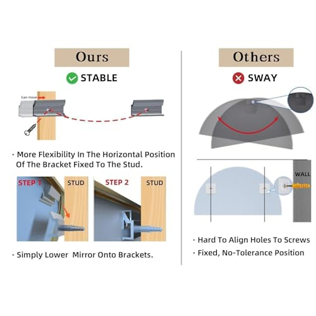 B&C 36 inch Round Mirror with 1-9/16" Matte Black Aluminum Frame, Black Metal Frame Circle Mirror, Circular Wall Mirror for Bathroom