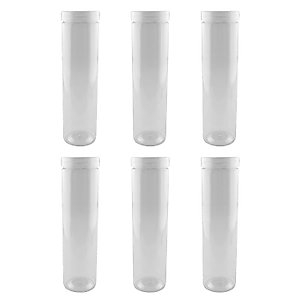 JCBIZ 6pcs 55x200mm Transparent Plastic Bottles Clear Can with Aluminium Lids for Liquids, Beads, Pins and Small Items