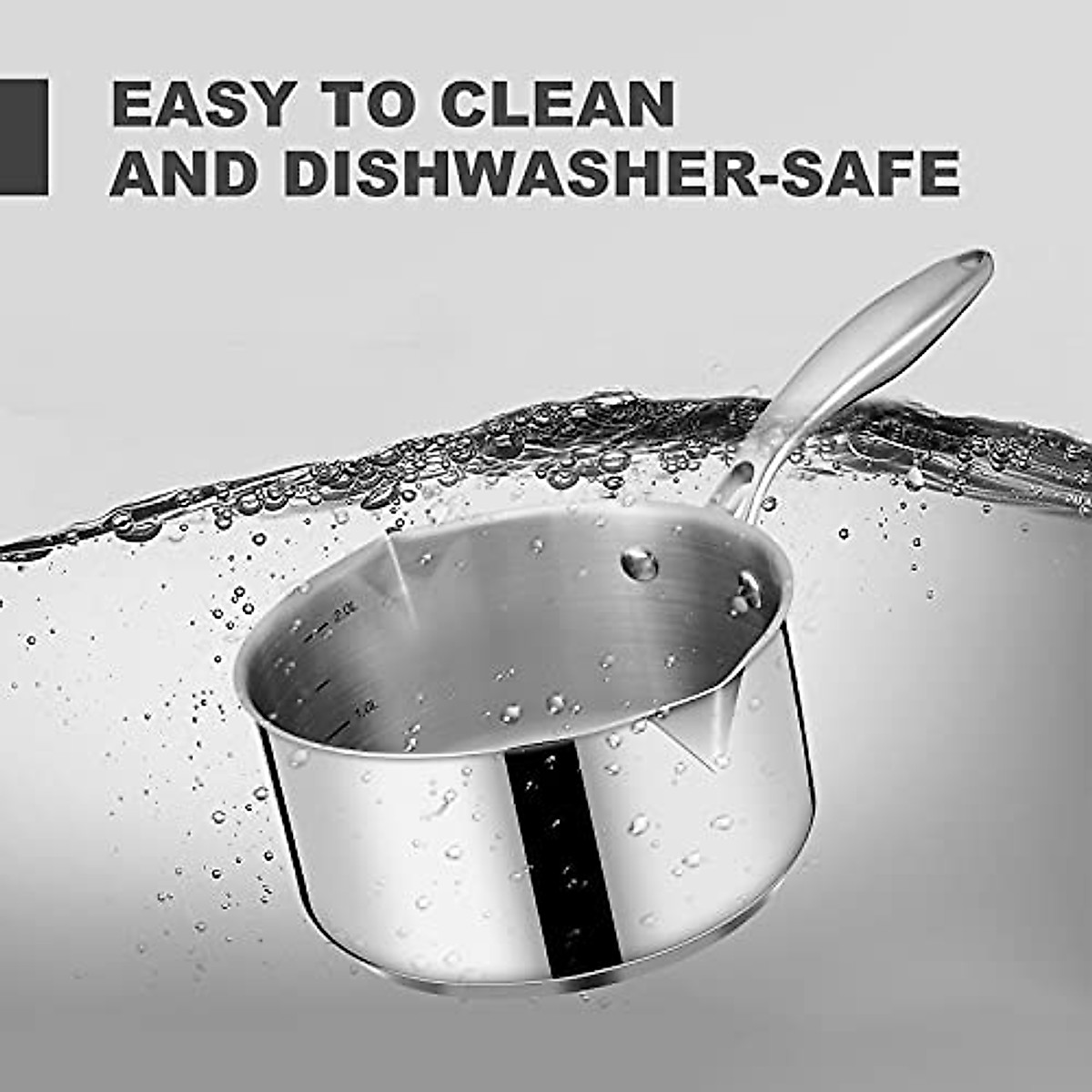 Mr Rudolf Stainless Steel Saucepan with Glass Lid, Strainer Lid, Two Side Spouts for Easy Pour with Ergonomic Handle, Multipurpose Sauce Pan with Lid, Sauce Pot (Tri-Ply Capsule Bottom, 2.0 Quart)