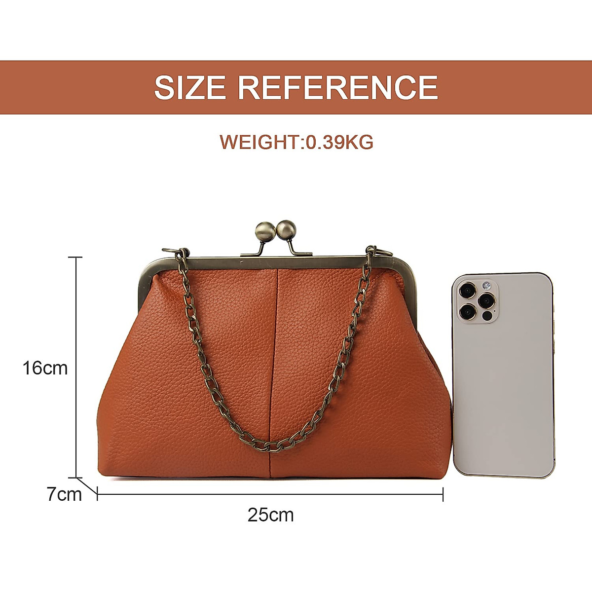 Lanpet Women Classical Kiss Lock Clutch with Chain Strap Shoulder Bag Purse Wallet