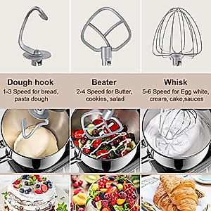 Zuccie 3-IN-1 Stand Mixer, 660W Mixers Kitchen Electric Stand Mixer include 8.5QT Bowl, Dough Hook, Beater, Whisk & Splash Guard, 6-Speed Dough Mixer for Most Home Cooks (Black)