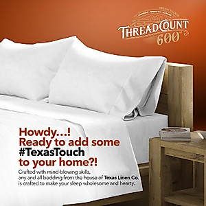 TEXAS LINEN CO. 100% Egyptian Cotton Sheets, 600 Thread Count 4 PC Queen Size Sheet Set, Soft, Cooling, High Thread Count Sateen, Extra Long Staple Luxury Bedding, 16 in Deep Pocket - Blush