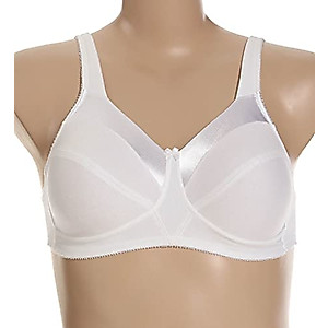 Fruit of the Loom Women's Seamed Soft Cup Wirefree Cotton Bra with Satin Trim, White, 36C