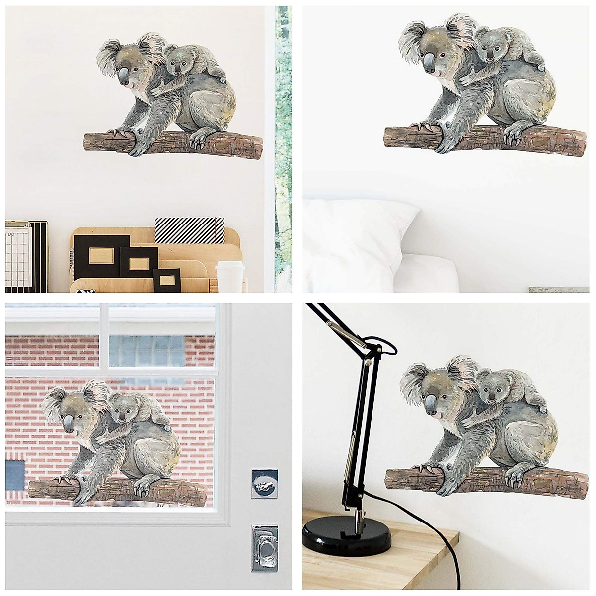 ROFARSO Lifelike Lovely Cute Koala Animal 3D Vinyl Wall Stickers Removable Wall Decals Art Decorations Decor for Nursery Baby Bedroom Playroom Living Room Murals