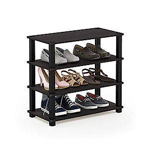 Furinno Turn-S-Tube 4-Tier Shoe Rack, Espresso/Black