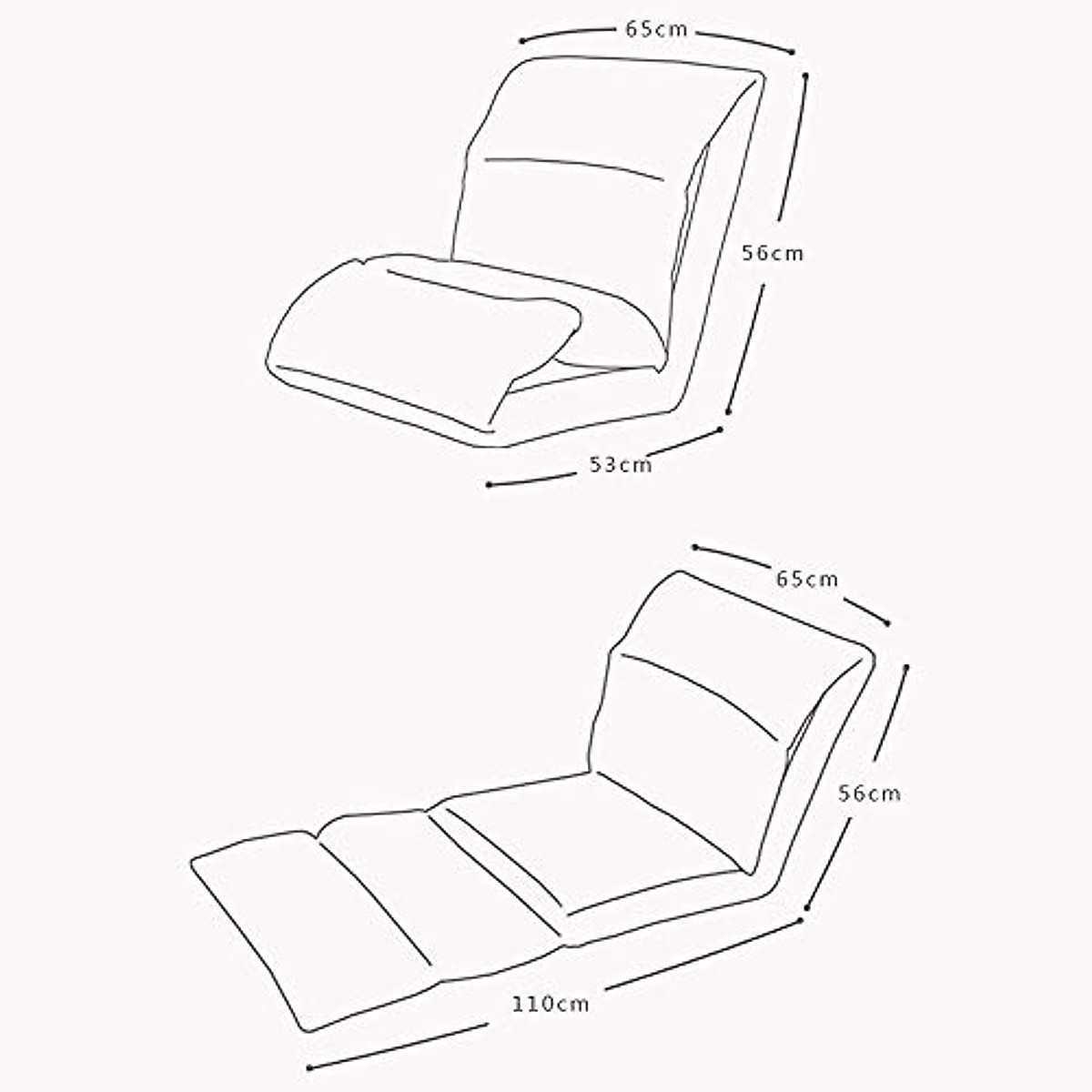 GYDJBD Lazy Sofa, Outdoor Indoor Soft-Brushed Polyester Cord Multiangle Floor Chair,110cmx56cmx65cm Khaki