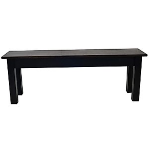 Dark Walnut & Black Farmhouse Bench