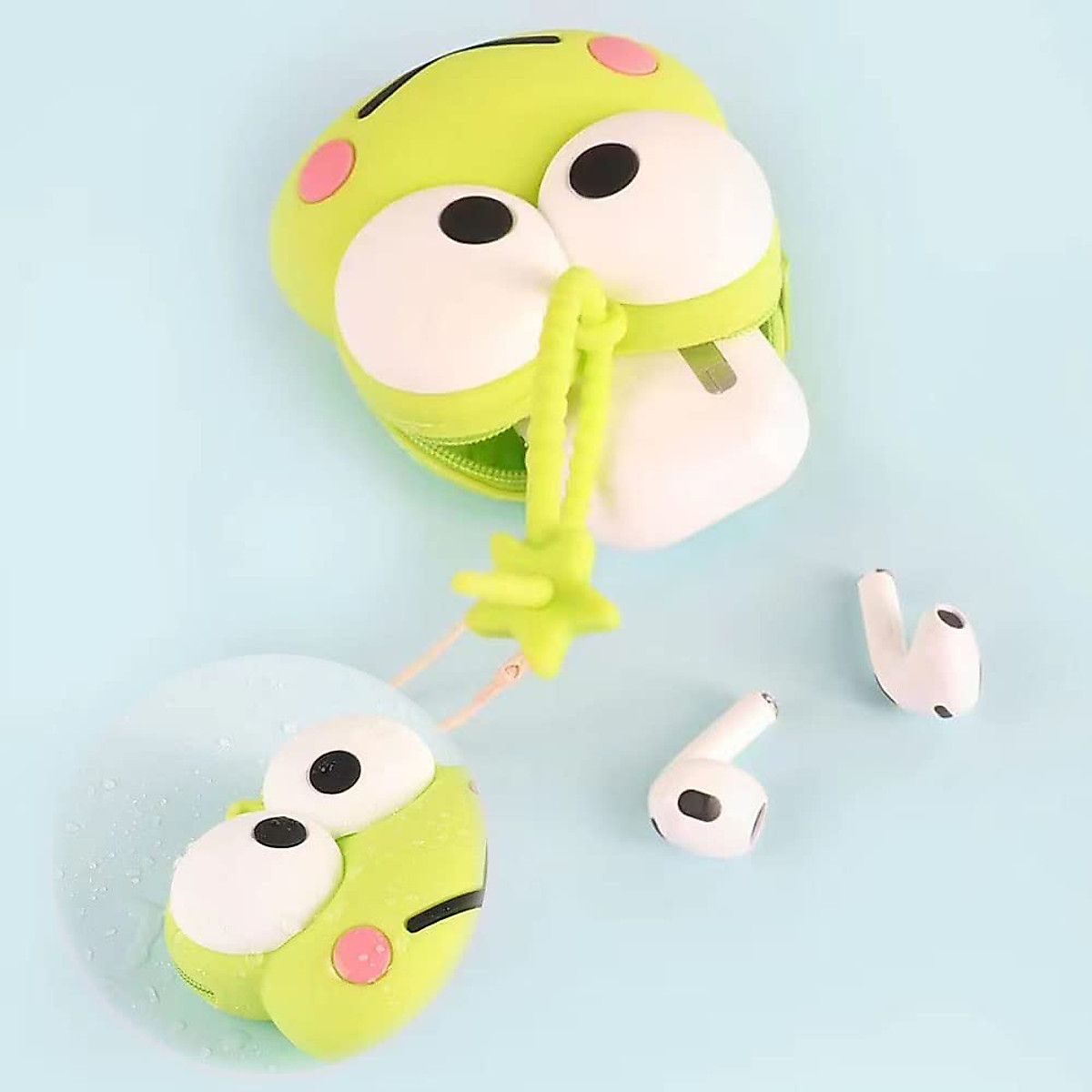 Cute Coin Purse Keychain, Small Coin Purse for Women, Frog Silicone Pouch, Kawaii Coin Purse Pouch, Coin Pouch for Backpack Decoration