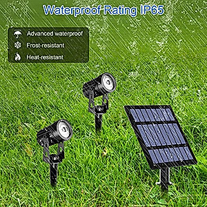 T-SUN 2W Solar Spotlights, LED Solar Powered Landscape Lights Outdoor Waterproof Solar Security Wall Lights Auto ON/Off Dual Head Light for Garden Yard Patio(Cold White)