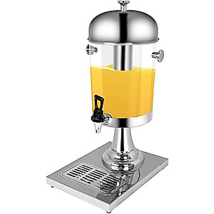 Stainless Steel Beverage Dispenser, Drink Machine for Parties, Hot Cold Drink Dispenser with Ice Core Container, Drip Trays and Spigot for Buffet Catering Cold Drinks and Beer(8L)