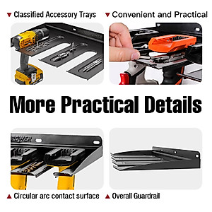 UNITEDPOWER Electric Drill Storage Rack, Holds 4 Drills, 2022 Upgraded Wall Mounted Power Tool Organizer for Workshop, Shed, Garage, Home (Drill Rack)