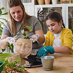 LTSUMI Face Flower Pot Head Planter Succulent Pot Planter Cactus Planter Unique Cute Resin Planter Pot for Indoor Outdoor Plants with Drainage Hole(Double Pots)