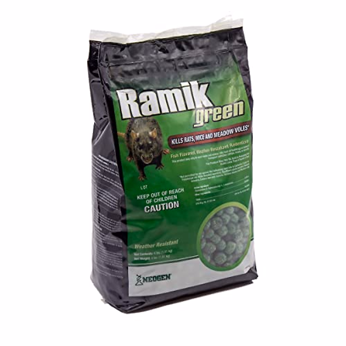 Neogen Ramik Green Fish Flavored Weather Resistant Rodenticide Nuggets, 4 lb bag