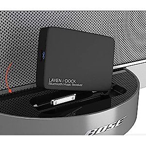 LAYEN i-Dock - Premium 30 Pin Bluetooth Adapter | Qualcomm CSR Chipset | aptX = Superior Wireless Audio | Multi-Pair | for Bose SoundDock & Other iPod iPhone Docking Stations (Not for Cars)
