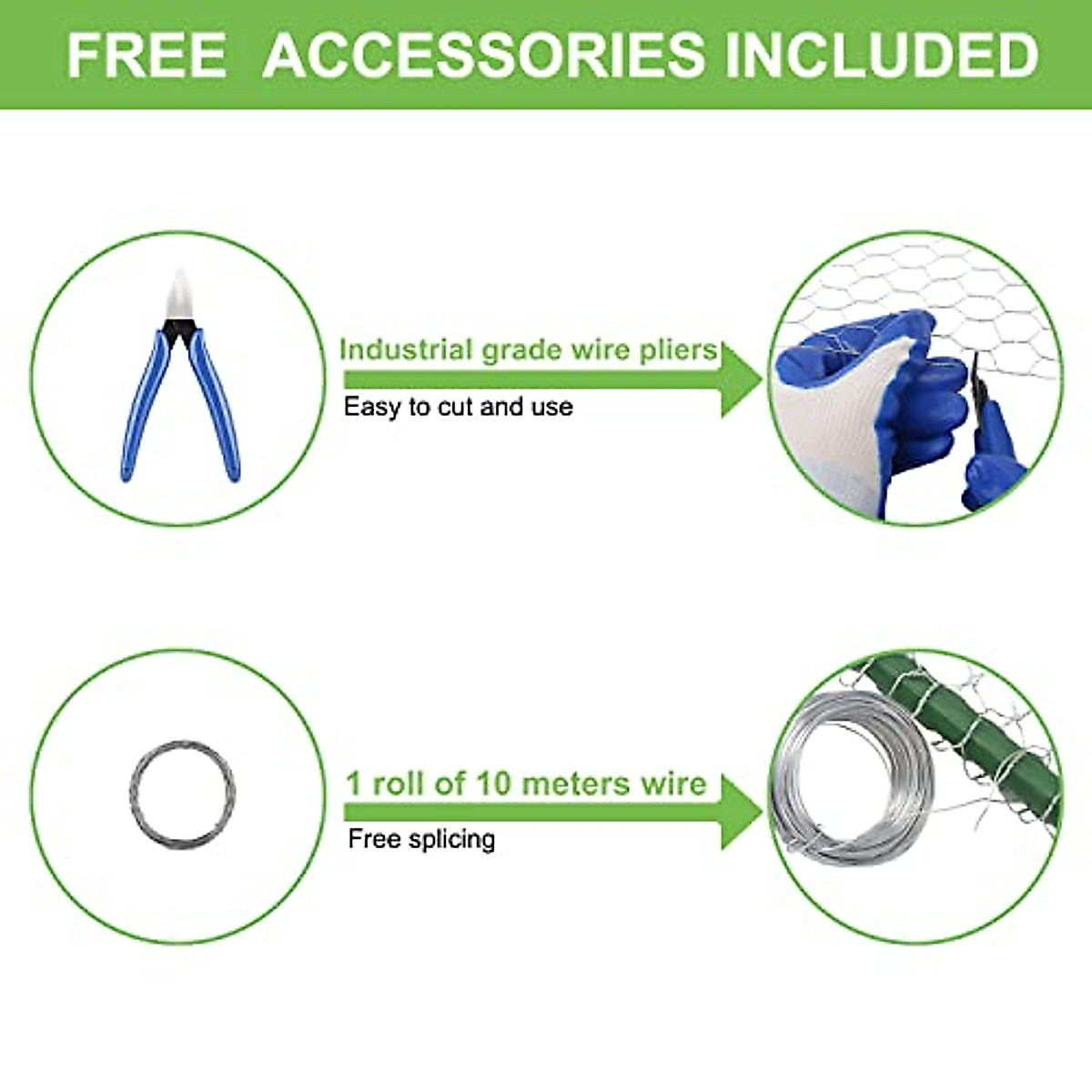 KLEWEE Chicken Wire Fencing Mesh 16.9 Inch x 46 Feet Extra Large Chicken Wire for Crafts Garden, Poultry Wire Netting Hexagonal Galvanized Garden Fence Barrier for Pet Rabbit Chicken Fencing