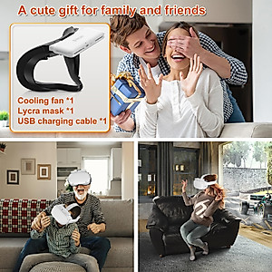 Hibloks Quest 2 Fan Cooling Mask for Meta/Oculus Quest 2 Accessories, Circulated Ventilation Eliminates Glasses Fogging Defogger (Soft Lycra Cotton Mask)