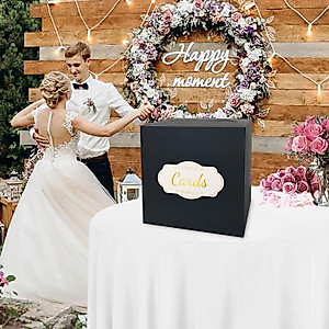 QIKSION Black Card Box for Party, Black Gift Card Box Holder Money Box for Weddings, Graduation, Birthdays, Baby Showers, Retirements, Open Houses, Anniversaries