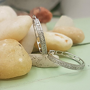 Dazzlingrock Collection 0.30 Carat (Ctw) Real Round Cut Diamond Ladies Hoop Earrings 1/3 CT, Sterling Silver