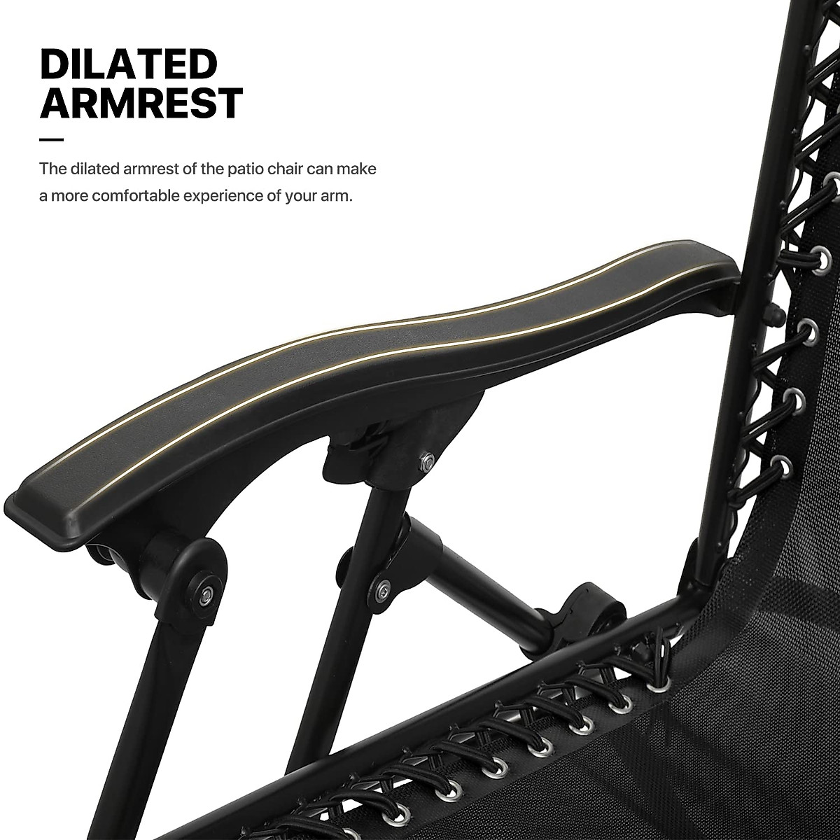 MoNiBloom Table and Patio Chairs Set of 3, Outdoor Adjustable Zero Gravity Folding Breathable Mesh Reclining Lounge Chairs with Pillow and Side Tray, 330lbs Capacity - Black