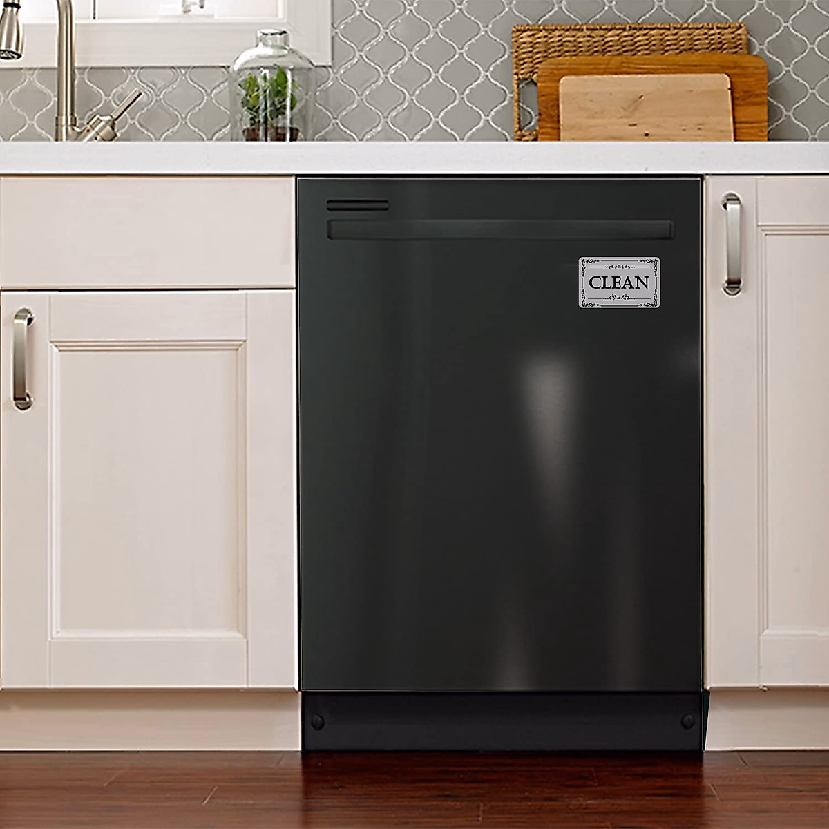 Kiterest Dishwasher Magnet Clean Dirty Sign,Reversible Strong Kitchen Flip Indicator, Bonus Universal Magnetic Plate,European Retro Style Designs