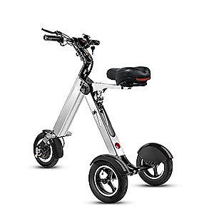 TopMate ES32 Electric Scooter 3 Wheels Foldable Trike with Seat for Adults, Light Weight Mobility Scooter with Reverse Function and Key Switch, 10 Inch Pneumatic Tires Tricycle for Commute and Travel