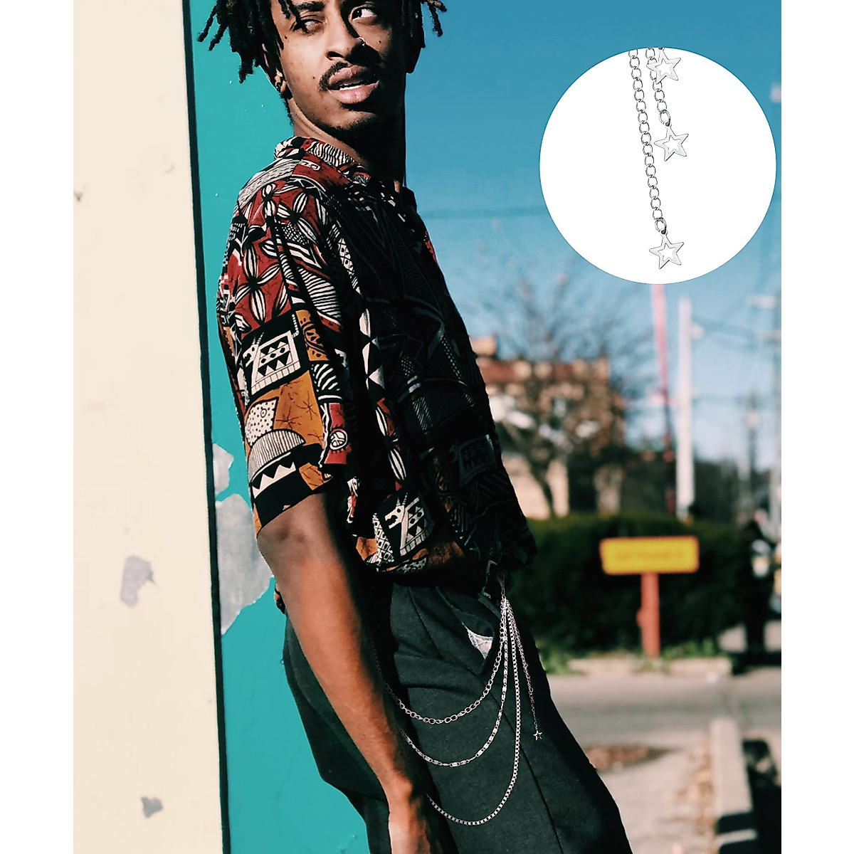 Kakonia 9 Pcs Pants Chain Pocket Chain Butterfly Lock Star Hip Hop Punk Belt Wallet Chains Multi-Layer Jean Chains for Women Men