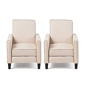 Christopher Knight Home Emmie Fabric Recliner (Set of 2), Beige, Dark Brown