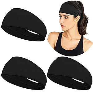 JOYOYO 3 Pack 9cm Unisex Headbands for Women's Hair Soft Stretchy Fabric Kylie Head Band Bandeaux Hair Accessories for Workout Gym Yoga Hair Band,100% Pure Cotton (Black)