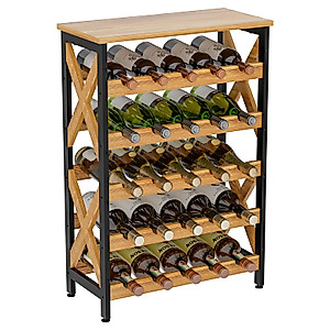 25 Bottle Wine Rack Freestanding Floor Rustic Wine Holder Stand 5 Tier Wobble-Free Tall Wine Racks Wine Large Display Storage Shelf for Cellar Kitchen 21.6''L x 10.6''W x 31.8''H