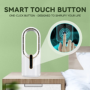 let'me Desk Fan, 12in Quiet Bladeless Fan Rechargeable Desktop Fan, Small Fan For Desk Cooling With 3 Speeds, Touch Control, Usb Cord, Personal Fan For Bedroom, Office, Home