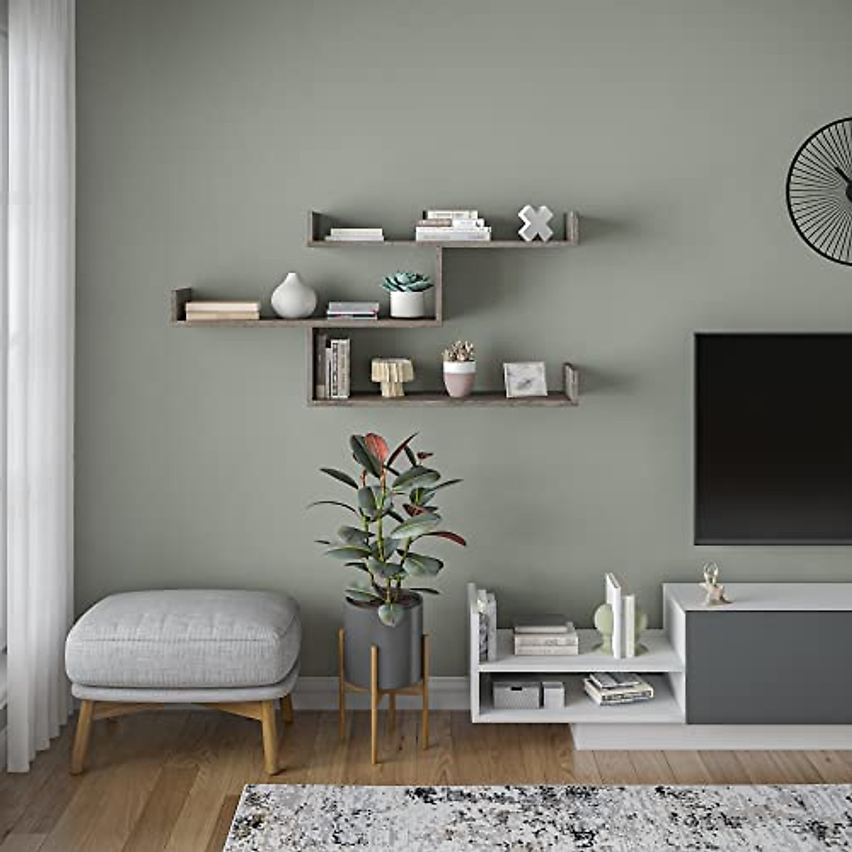 Ada Home Décor Wilton Wall Shelf, 47'' x 26'' x 9'', Dark Brown