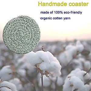 YYGMSS Coasters for Drinks Handmade Braided Drink Coasters Woven Coasters Super Water Absorbent Heat Insulation Sets of 6 4.3inches Round (Dark Grey+Light Grey+Green)