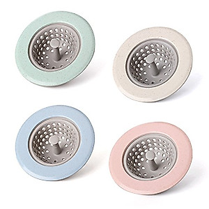 CORNERJOY 4 PCS Silicone Kitchen Sink Strainer,Large Wide Rim 4.5" Diameter