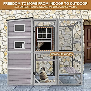 Cat House Outdoor Cat Enclosures 77" Large Catio with Run Cat Cage with Platforms Kitty Playpen,4 Tiers