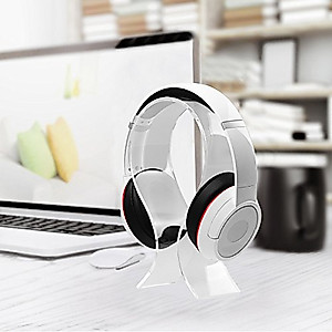 AmoVee® Acrylic Headphone Stand Display Headphone Holder Headphone Hanger Headset Hanger Support - Suitable for All Headphone Sizes - (Transparent)