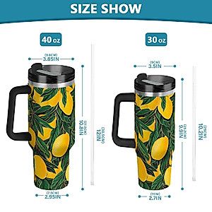 Selerdon 40 oz Tumbler Mangos with Handle and Straw Lid Vacuum Stainless Steel Insulated Water Bottle Travel Mug Car Cup Holder Friendly BPA Free for Gym Travel Office