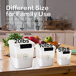 LivLab Flour Container - Rice Dispenser 5lbs/2kg/2.1qt Food Cereal Container Bins with Measuring Cup for Household Pantry Organization (5lbs)