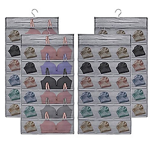 inheming 2 Pack Hanging Underwear Organizer for Closet, 12 + 18 Mesh Pockets Dual-Sided Storage Bags, Bras Panties Socks Organizer Hanger for Dormitory, Rental House, RV Wardrobe