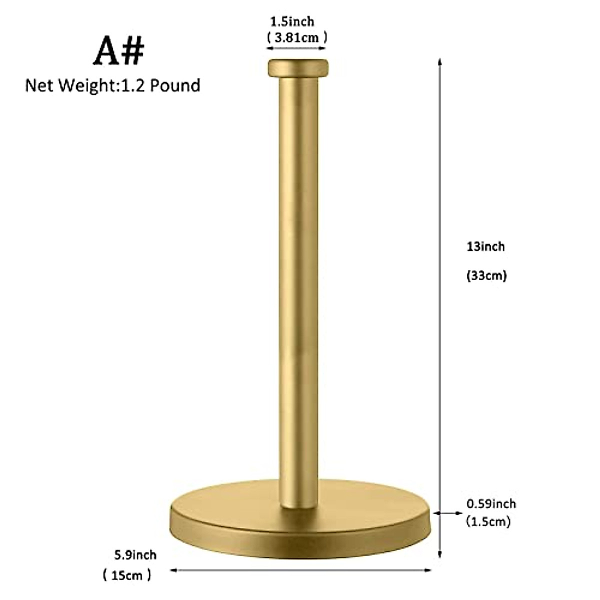 Gold Stainless Steel Paper Towel Holder, Sturdy and Heavy for Kitchen Bathroom Bedroom Office Restaurant Coffee Shop Study Iiving Room Toilet（Gold）