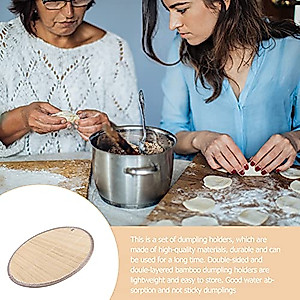 2Pcs Bamboo Dumpling mat Wood Serving Tray Round Dumpling Serving Platter Coffee Table Serving Tray Handmade Rattan Food Tray for Chinese Dumplings mat Kitchen Bamboo Steamer Liner (Khaki)