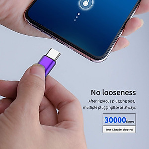 xiongweida (4ft+6ft 2pack) 2in1 USB to USB c to USB c Cable (Purple)