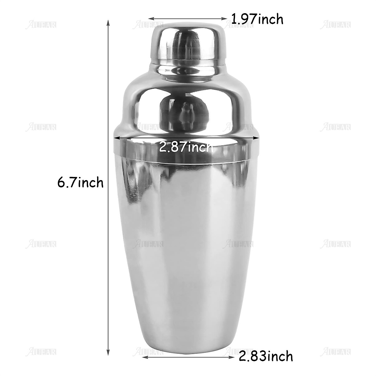 AUEAR, 12 oz/350ml Stainless Steel Cocktail Shaker Bottle Martini Shaker Drink Shaker with Built-in Strainer for Home Bar