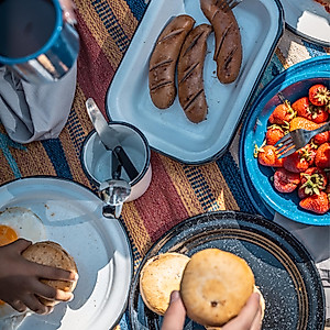 Cinsa 6-Piece 10 inch Enameled steel Plate Set (Speckled Black) Indoor/outdoor use, reusable, oven and fire-safe