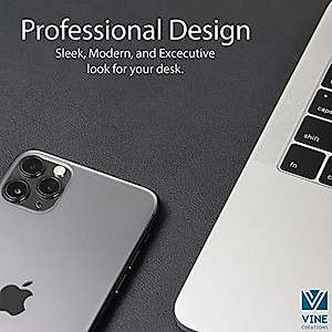 Leather Desk Pad 36" x 20", Vine Creations Office Desk Mat Waterproof Black, Smooth PU Leather Large Mouse Pad and Writing Surface, Top of Desks Protector, Wide Dual-Sided Blotter Accessories Decor