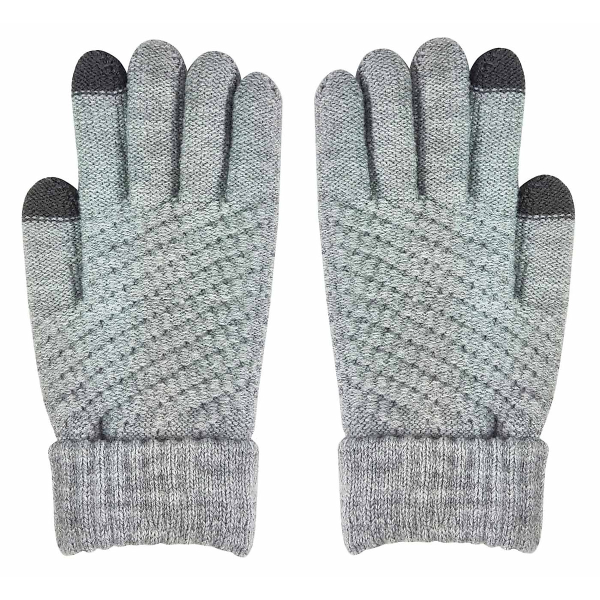 HINDAWI Womens Winter Hat and Gloves Set for Girls Wool Knit Skull Cap with Visor,Grey